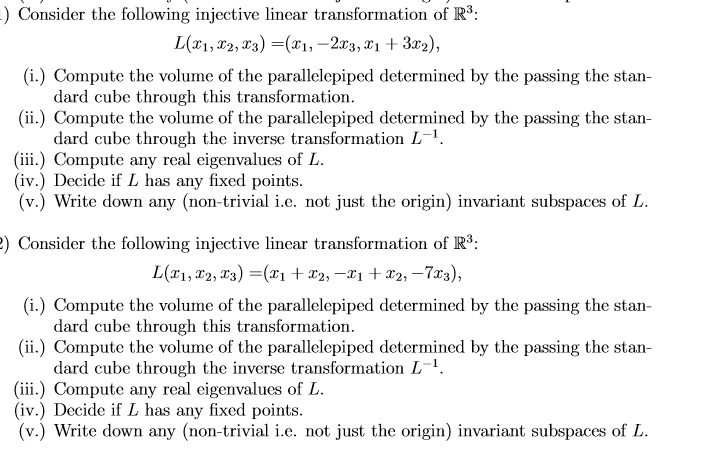 Solved .) Consider the following injective linear | Chegg.com
