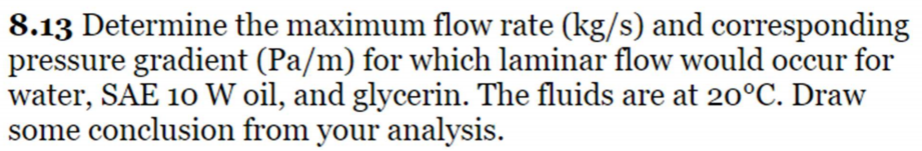 Solved The Reynolds number boundary for laminar flow is 2300 | Chegg.com