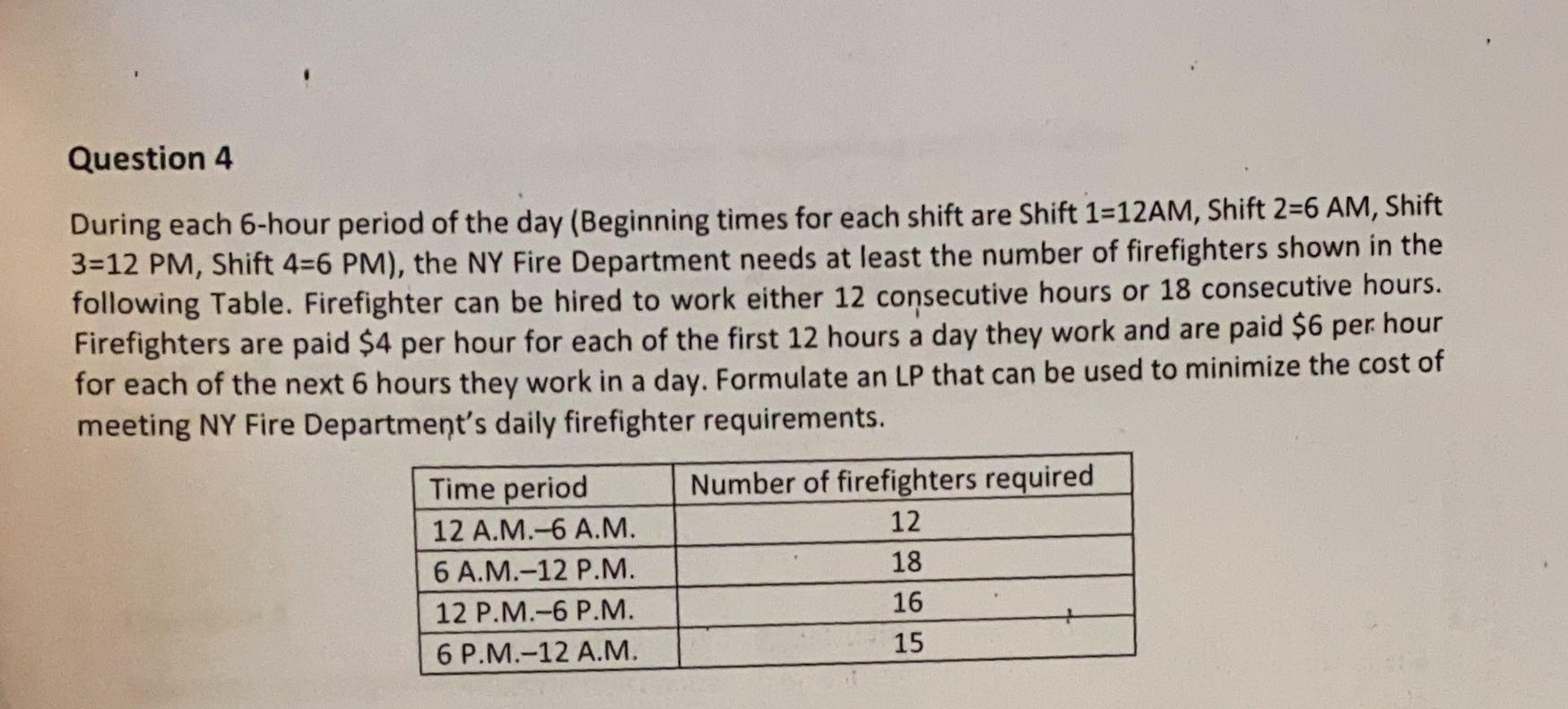 Solved Question 4 During each 6-hour period of the day | Chegg.com