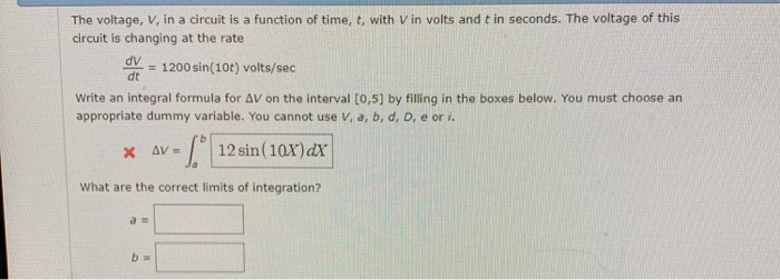 Solved The voltage, V, in a circuit is a function of time, | Chegg.com