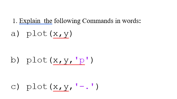 Solved 1. Explain the following Commands in words: a) | Chegg.com