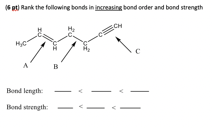 Solved (6 pt) Rank the following bonds in increasing bond | Chegg.com