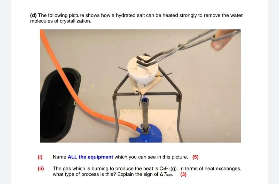 Solved (d) The following picture shows how a hydrated salt | Chegg.com