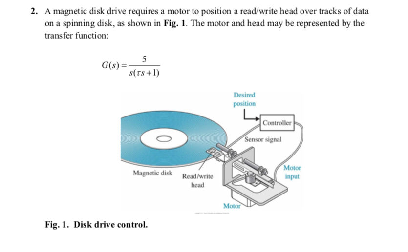 Solved 2. A magnetic disk drive requires a motor to position | Chegg.com