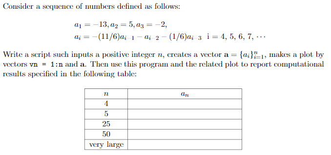 Consider a sequence of numbers defined as follows: a | Chegg.com