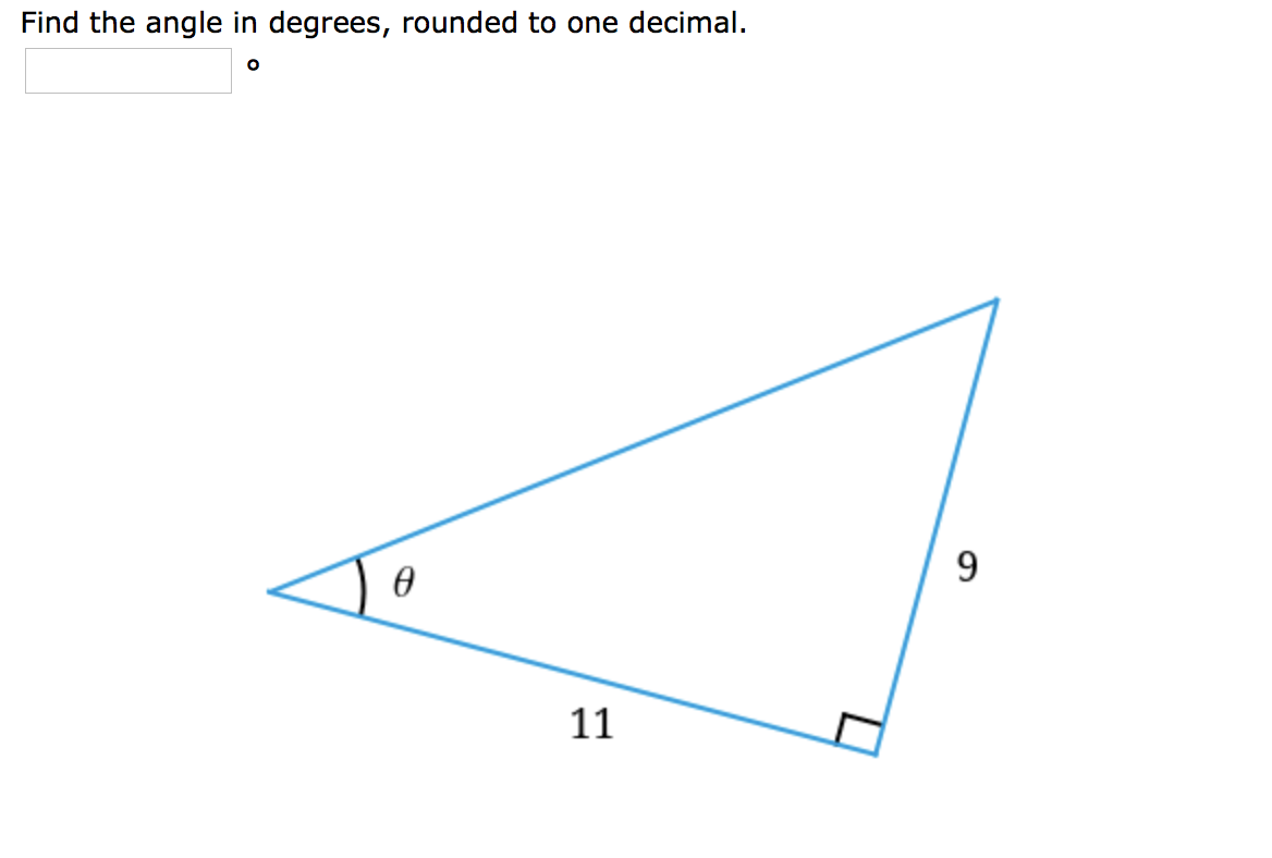Solved Find the angle in degrees, rounded to one decimal. o | Chegg.com