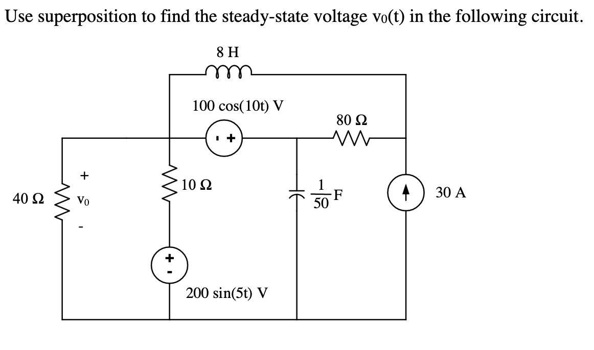 Solved Use superposition to find the steady-state voltage | Chegg.com