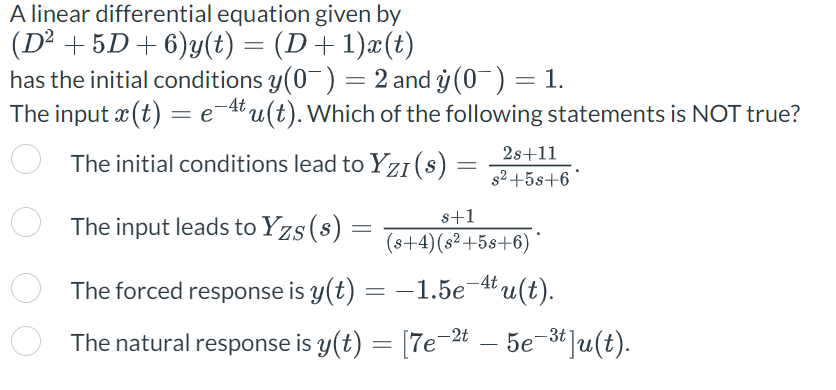 Solved A linear differential equation given by | Chegg.com