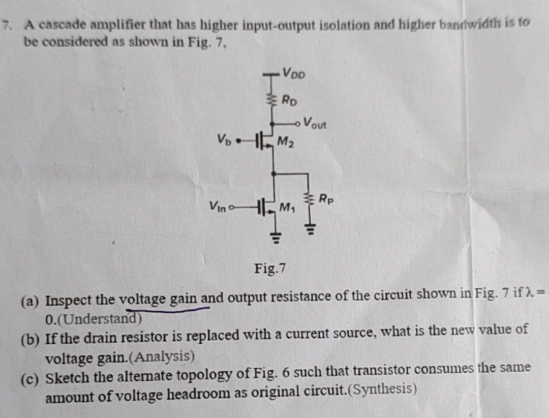 Solved A cascade amplifier that has higher input-output | Chegg.com