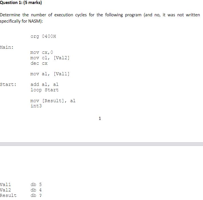 Solved Question 1: (5 marks) Determine the number of | Chegg.com