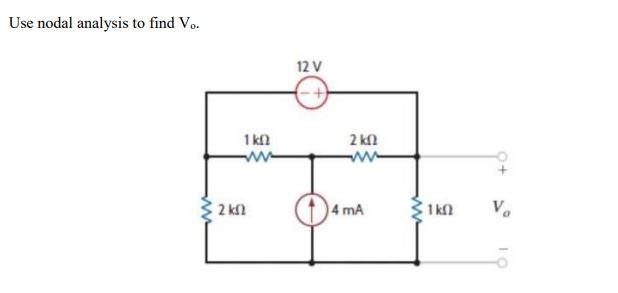 Solved Use nodal analysis to find V0. | Chegg.com
