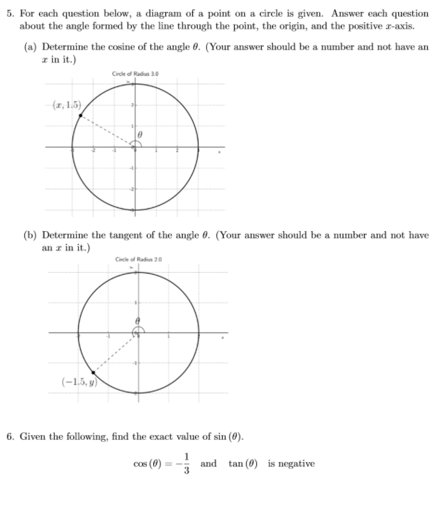 Solved 5. For each question below, a diagram of a point on a | Chegg.com