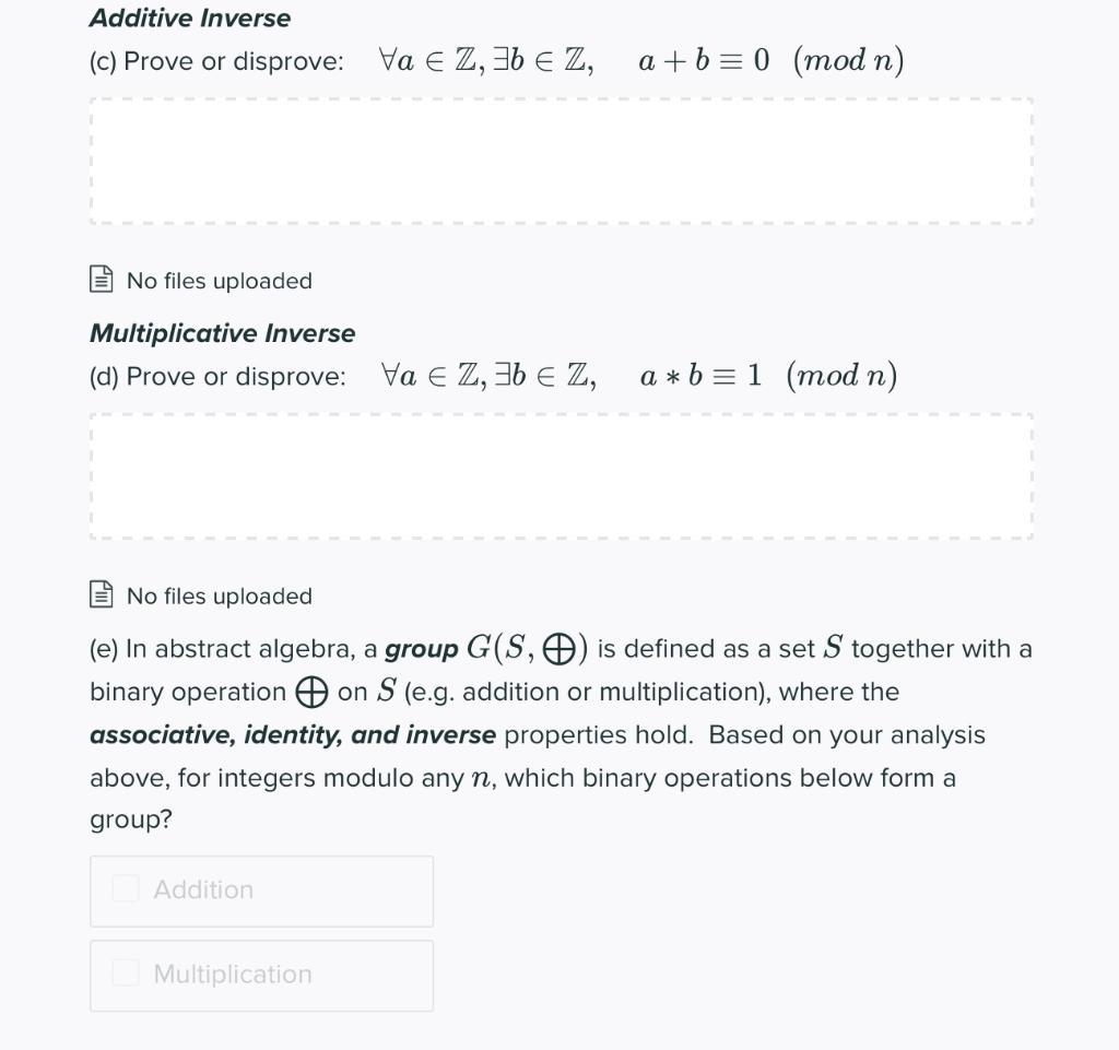 Solved Prove or disprove the following properties of modular | Chegg.com