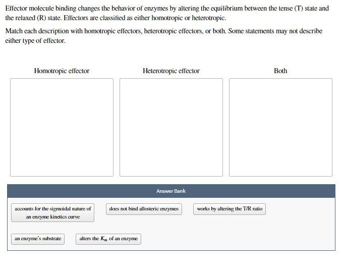 Solved Effector molecule binding changes the behavior of | Chegg.com
