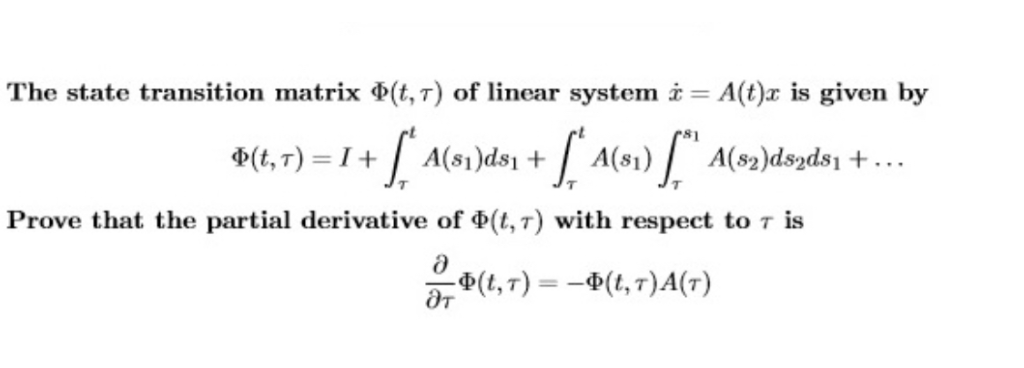 Solved The state transition matrix is given below of a | Chegg.com