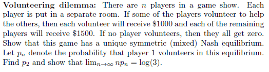 Solved Game Theory Problem. Please do not skip steps and | Chegg.com