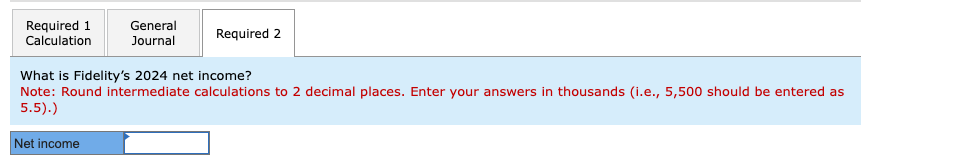 Solved For the year ended December 31,2024 , Fidelity | Chegg.com