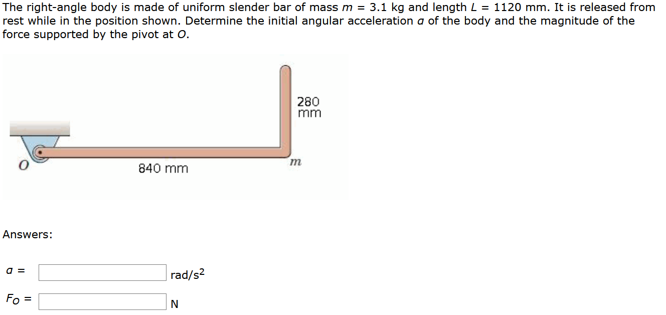 Solved The right-angle body is made of uniform slender bar | Chegg.com