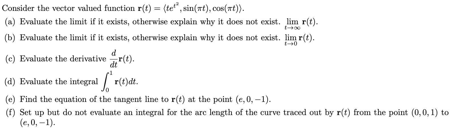 Solved Consider the vector valued function | Chegg.com
