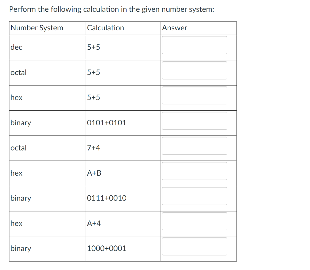 Solved Perform the following calculation in the given number | Chegg.com