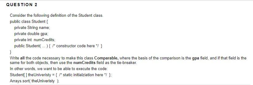 Solved QUESTION 2 Consider the following definition of the | Chegg.com