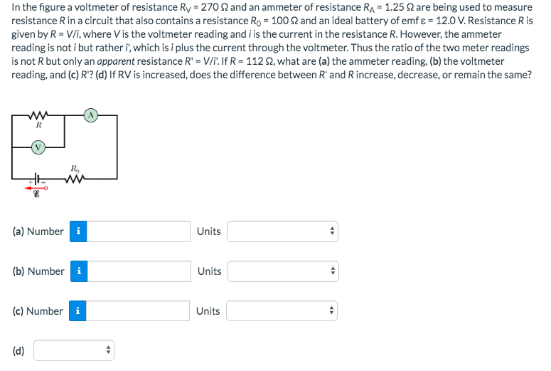 Solved In the figure a voltmeter of resistance RV = 270 Ω | Chegg.com