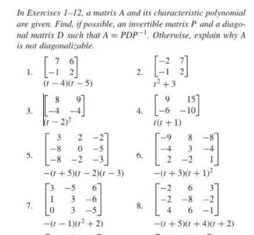 Solved In Exercises 1-12, a matrix A and its characteristic | Chegg.com