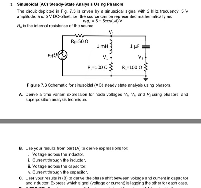 Solved 3. Sinusoidal (AC) Steady-State Analysis Using | Chegg.com