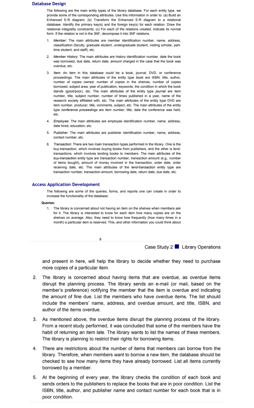 Solved Develop the Access database of Project 2(including | Chegg.com
