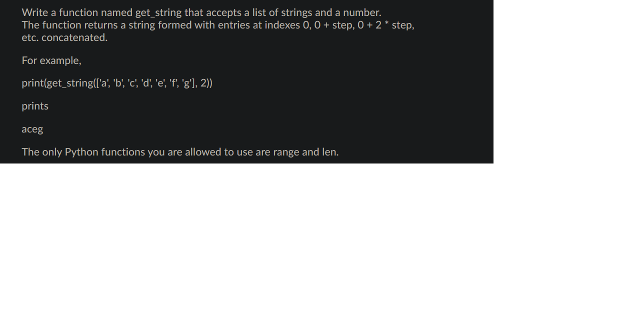 Solved Write a function named get_string that accepts a list | Chegg.com