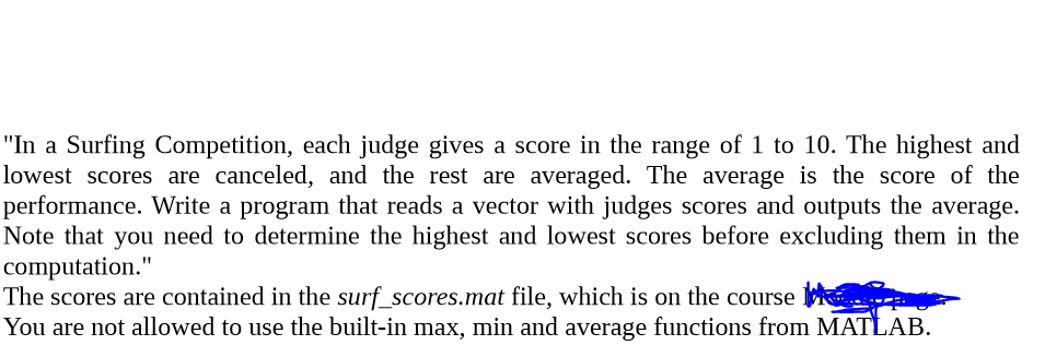 Solved "In a Surfing Competition, each judge gives a score | Chegg.com