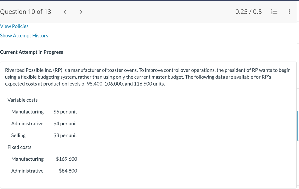 Solved Current Attempt in Progress Riverbed Possible Inc. | Chegg.com
