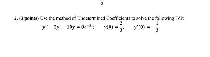 Solved 2. (3 points) Use the method of Undetermined | Chegg.com