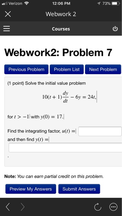Solved 1 Verizon令 1206 Pm Webwork2 Courses 山 Webwork2 