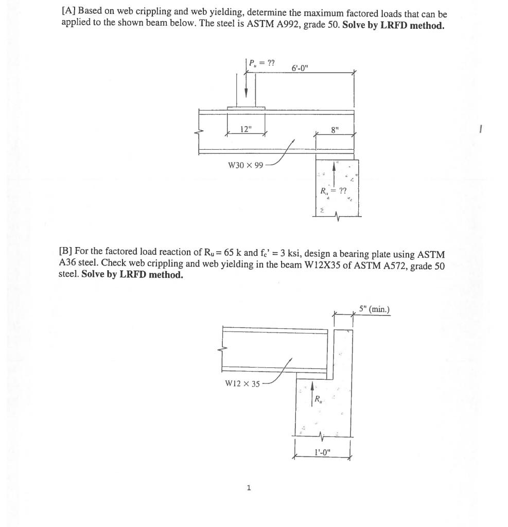Solved [A] Based on web crippling and web yielding, | Chegg.com