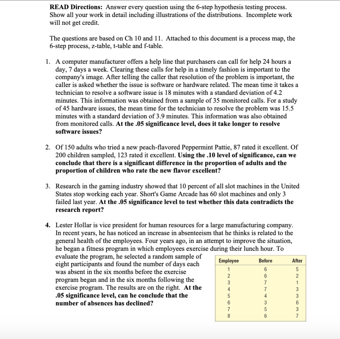 Solved Questions 1 4 6 ﻿step Hypothesis Testing Process