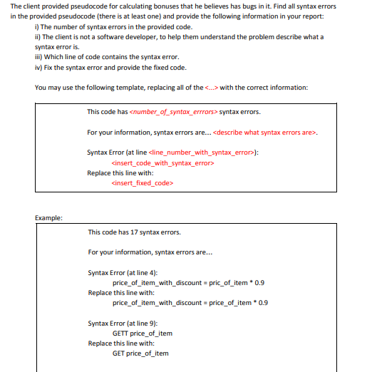 Solved The client provided pseudocode for calculating | Chegg.com