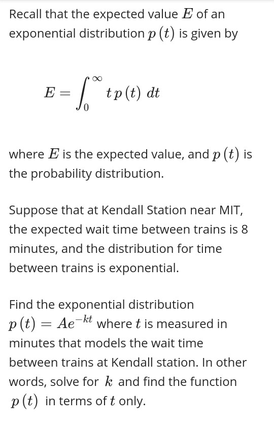 Solved Recall that the expected value E of an exponential | Chegg.com