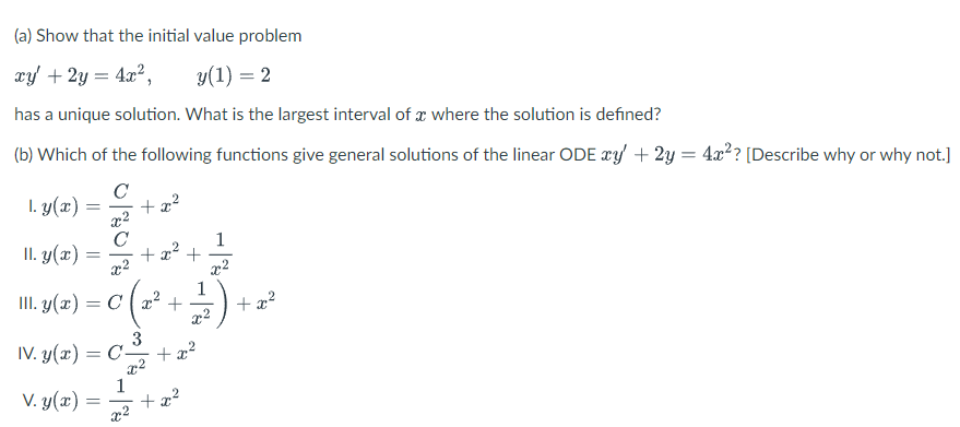 Solved A Show That The Initial Value Problem