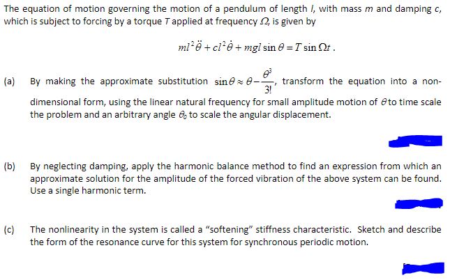 Solved The equation of motion governing the motion of a | Chegg.com