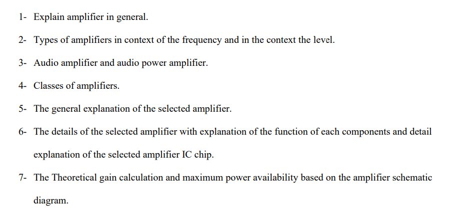 Solved 1- Explain amplifier in general. 2- Types of | Chegg.com