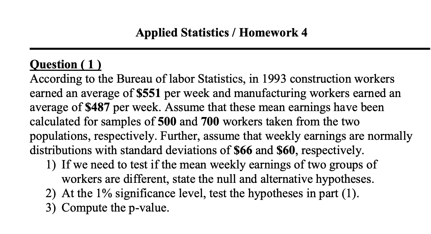 Solved Applied Statistics Homework 4 Question 1