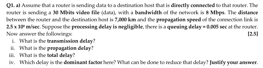 Solved Q1. a) Assume that a router is sending data to a | Chegg.com