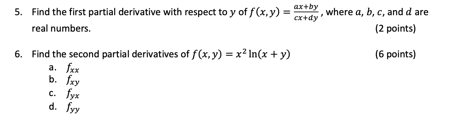 Solved 5. Find the first partial derivative with respect to | Chegg.com
