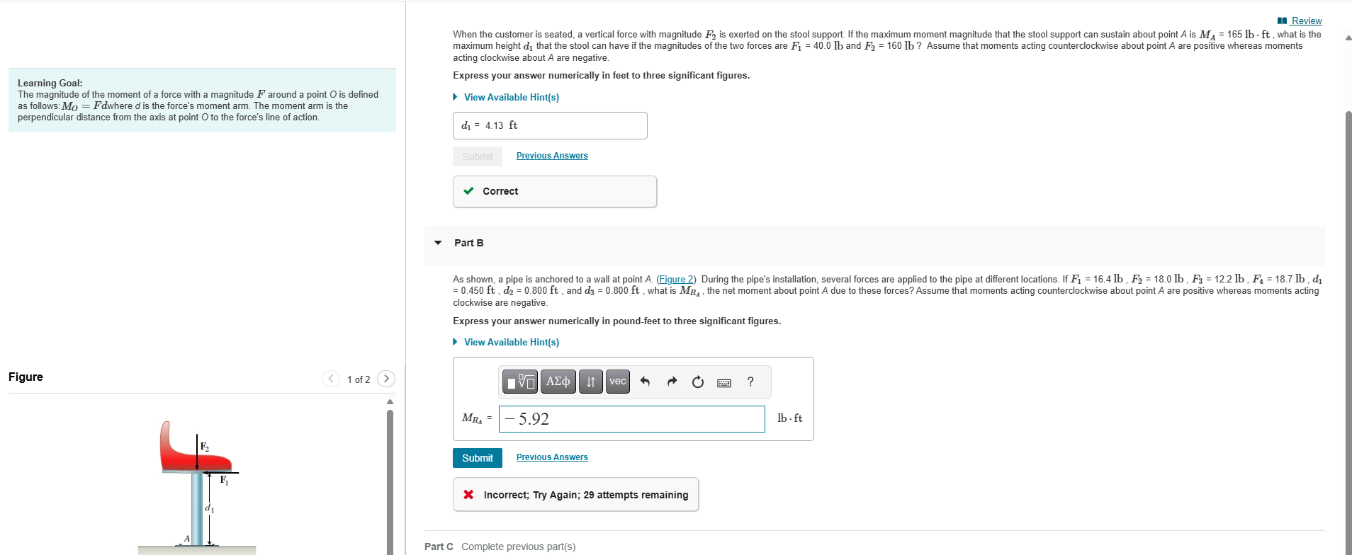 Learning Goal:The magnitude of ﻿the moment of ﻿a | Chegg.com