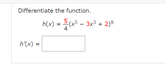 Solved Differentiate the function. g(x)=(x7−6x)−2 | Chegg.com