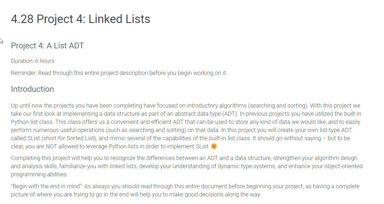 Solved Project 4: A List ADT Duration: 6 hours Reminder: | Chegg.com