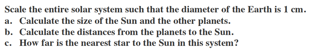 Solved Scale the entire solar system such that the diameter | Chegg.com