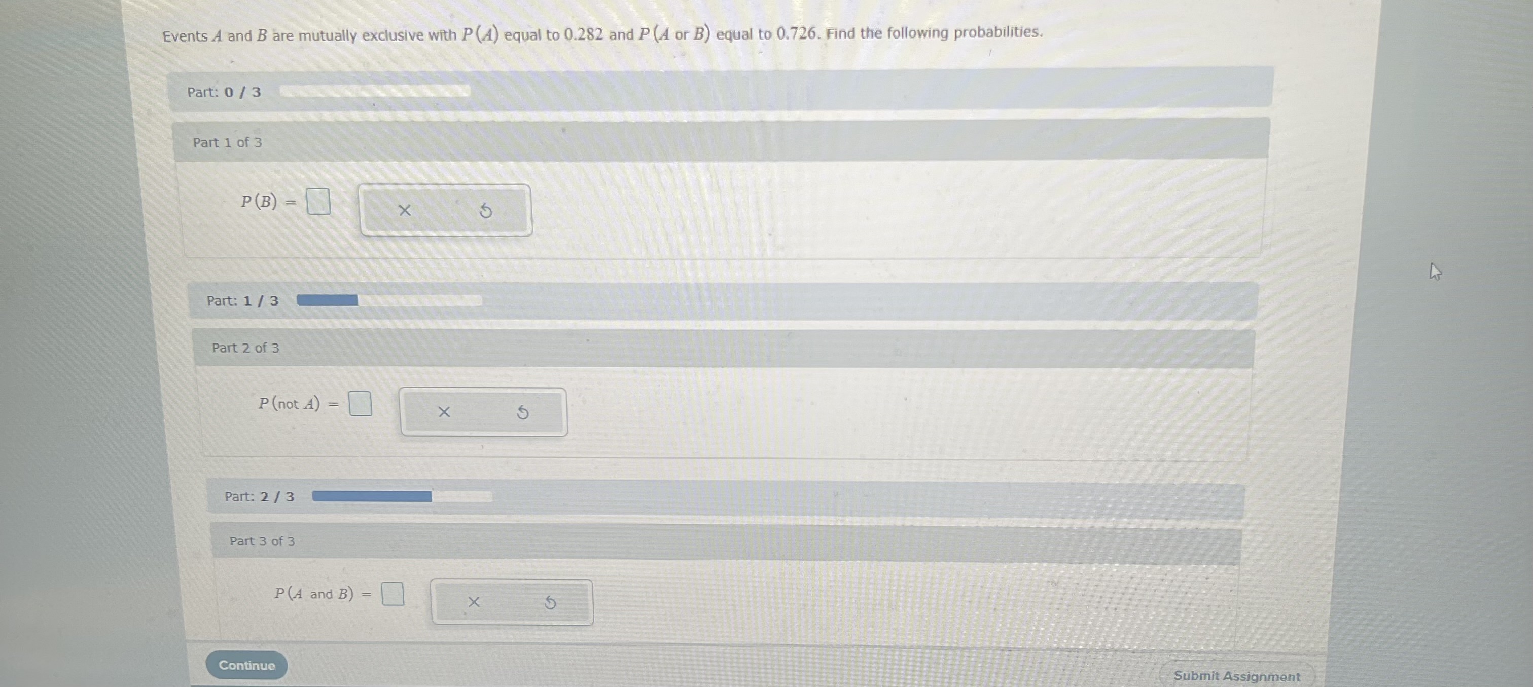 Solved Events A and B are mutually exclusive with P(A) equal | Chegg.com