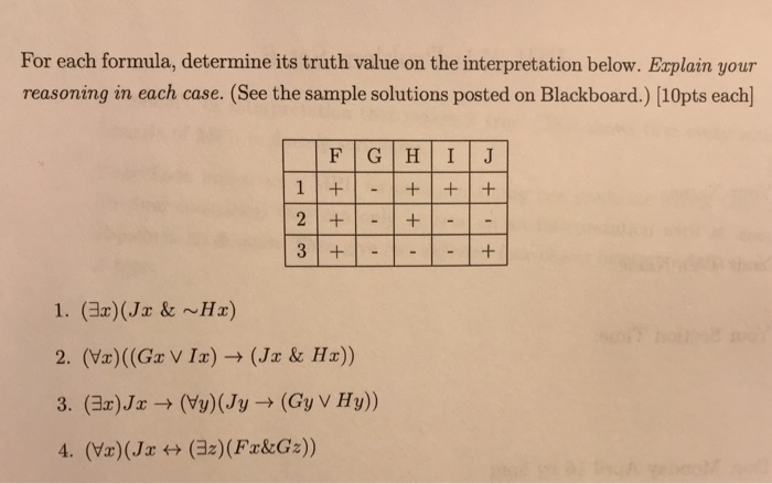 Solved For each formula, determine its truth value on the | Chegg.com